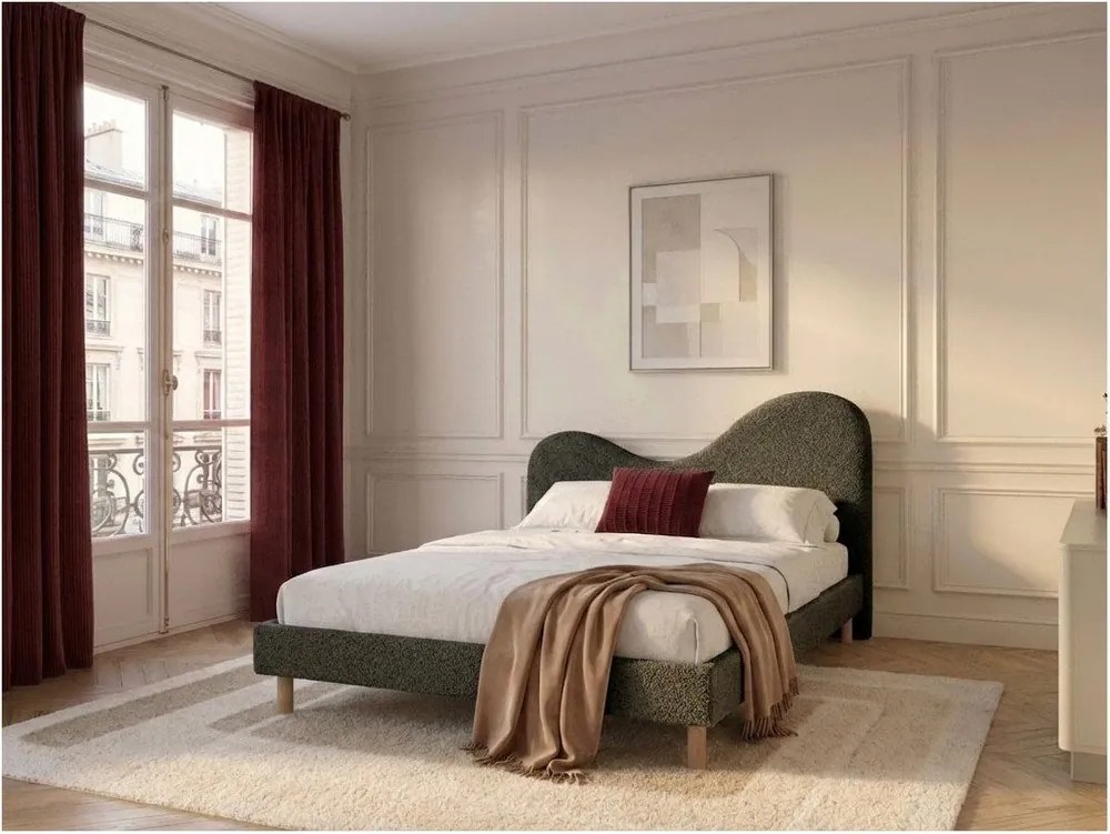 Zelená čalouněná čalouněná dvoulůžková postel s roštem 160x200 cm Celina – Bobochic Paris