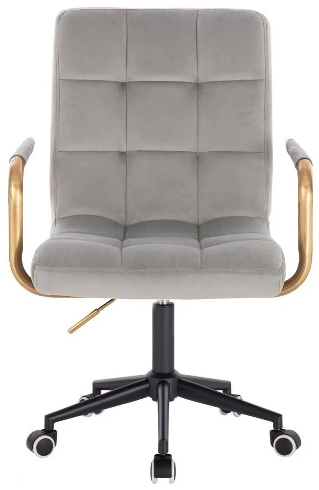 LuxuryForm DESIGN Otočná židle VERONA GOLD VELUR na černé podstavě s kolečky - světle šedá