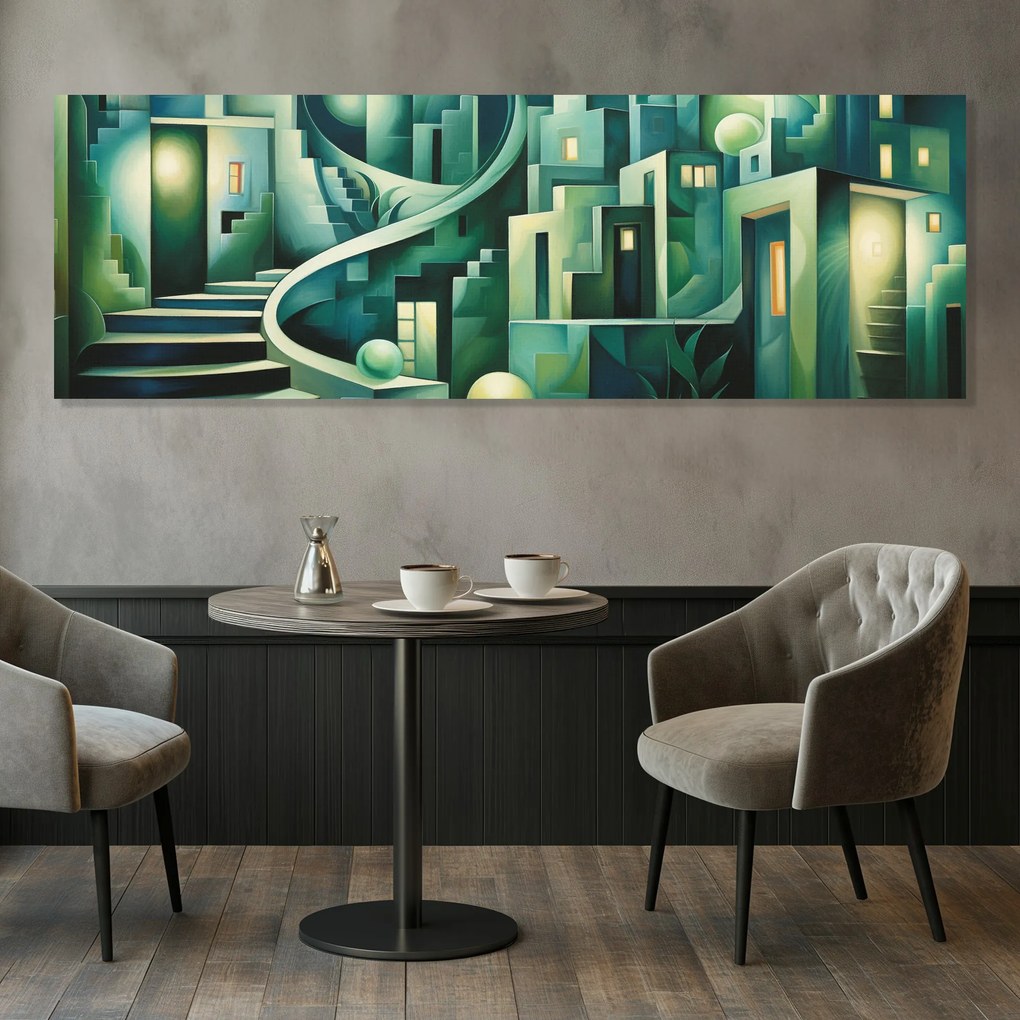 Obraz na plátně - Schody na předměstí Duvien FeelHappy.cz Velikost obrazu: 180 x 60 cm