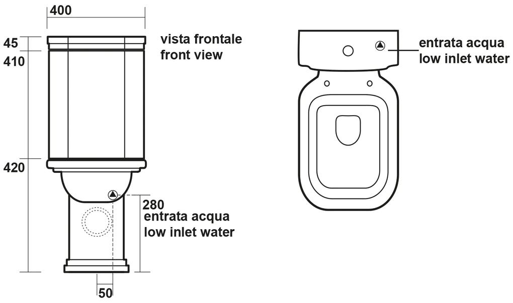 Kerasan WALDORF WC kombi mísa 40x68cm, spodní/zadní odpad, bílá - 411701