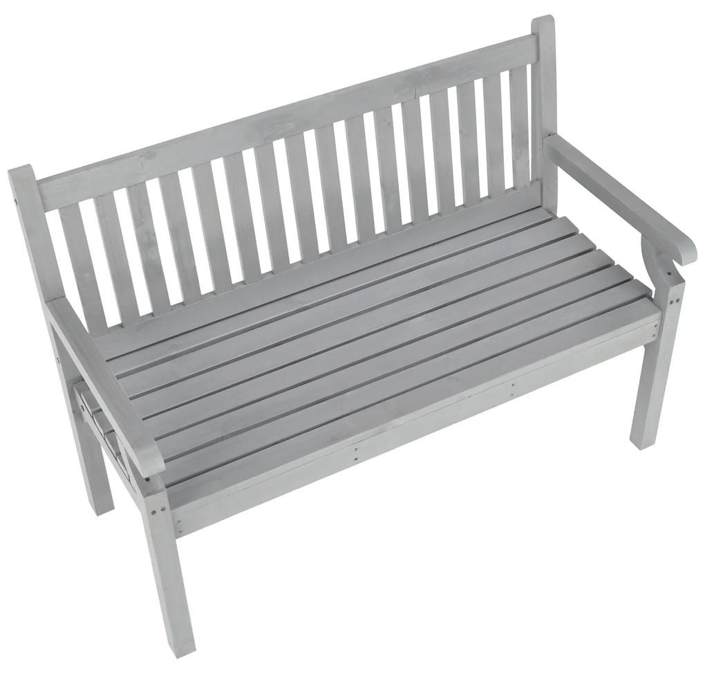 Kondela Dřevěná zahradní lavička, šedá, 124 cm, KOLNA