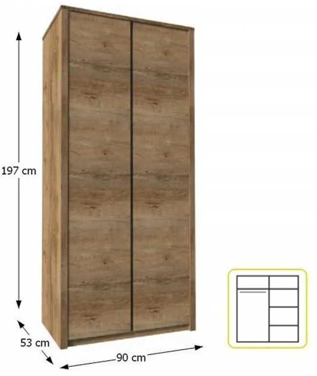 Kondela Skříň dvoudveřová, dub lefkas tmavý, MONTANA S2D