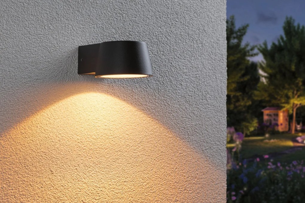 P 94713 AKCE - LED venkovní nástěnné svítidlo Capea neláká hmyz IP44 96x128mm 2200K 6W 230V 98° černá hliník - PAULMANN