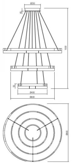 Redo 01-3181 - LED Stmívatelný lustr na lanku CASTLE LED/80W/230V zlatá