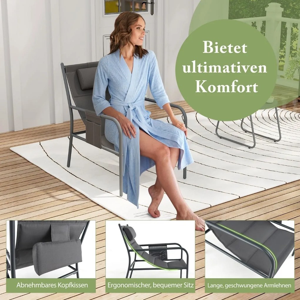 Costway Balkonový nábytek 3 kusy. Gartenmöbel Set mit 2 Stühlen a Tisch