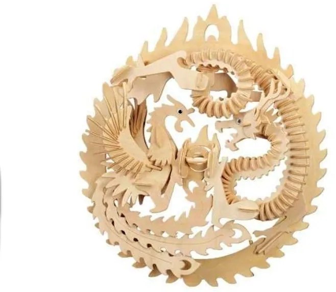Woodcraft dřevěné 3D puzzle - skládačka Fénix a drak, 39 cm