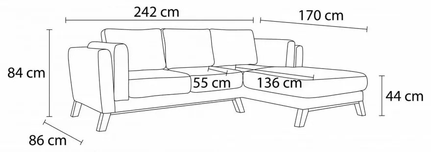 Béžová rohová pohovka Bobochic Paris Seattle, pravý roh