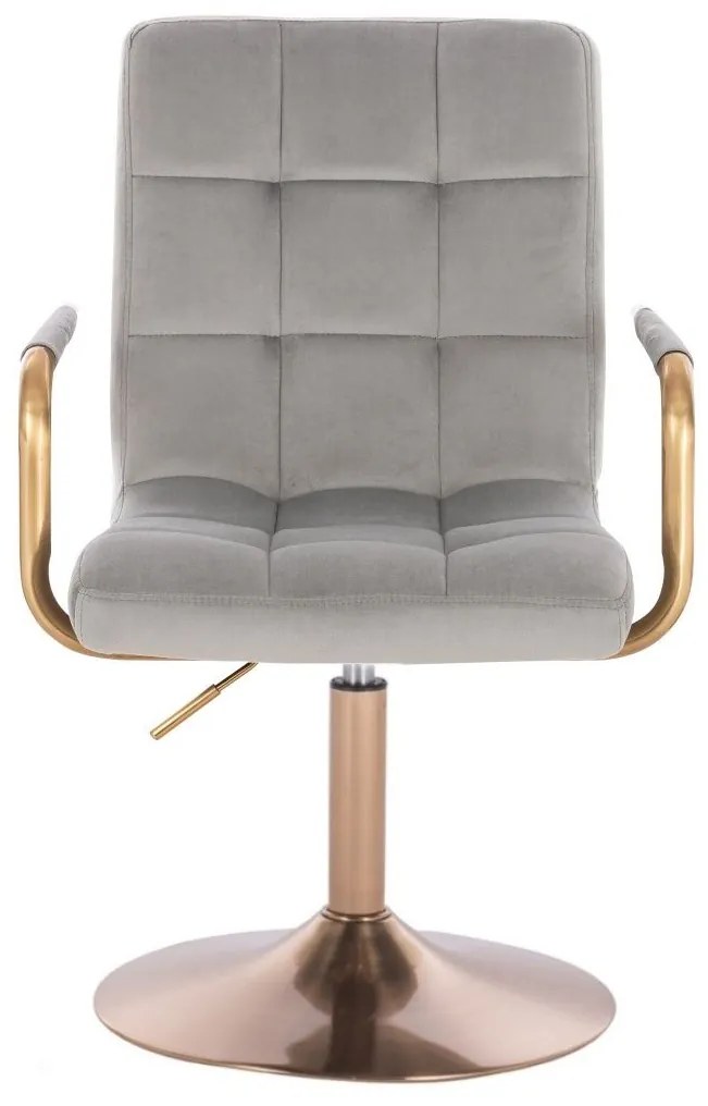 LuxuryForm DESIGN Otočná židle VERONA GOLD VELUR na zlatém talíři - světle šedá
