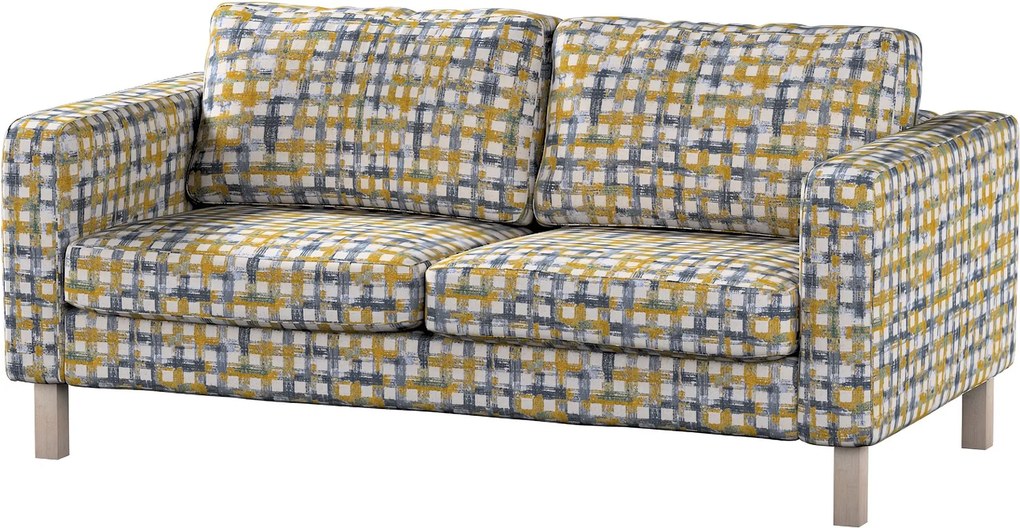 Potah na pohovku IKEA Karlstad 2-místná, nerozkládací, krátký barva modrá látka pletený vzor, vzorované
