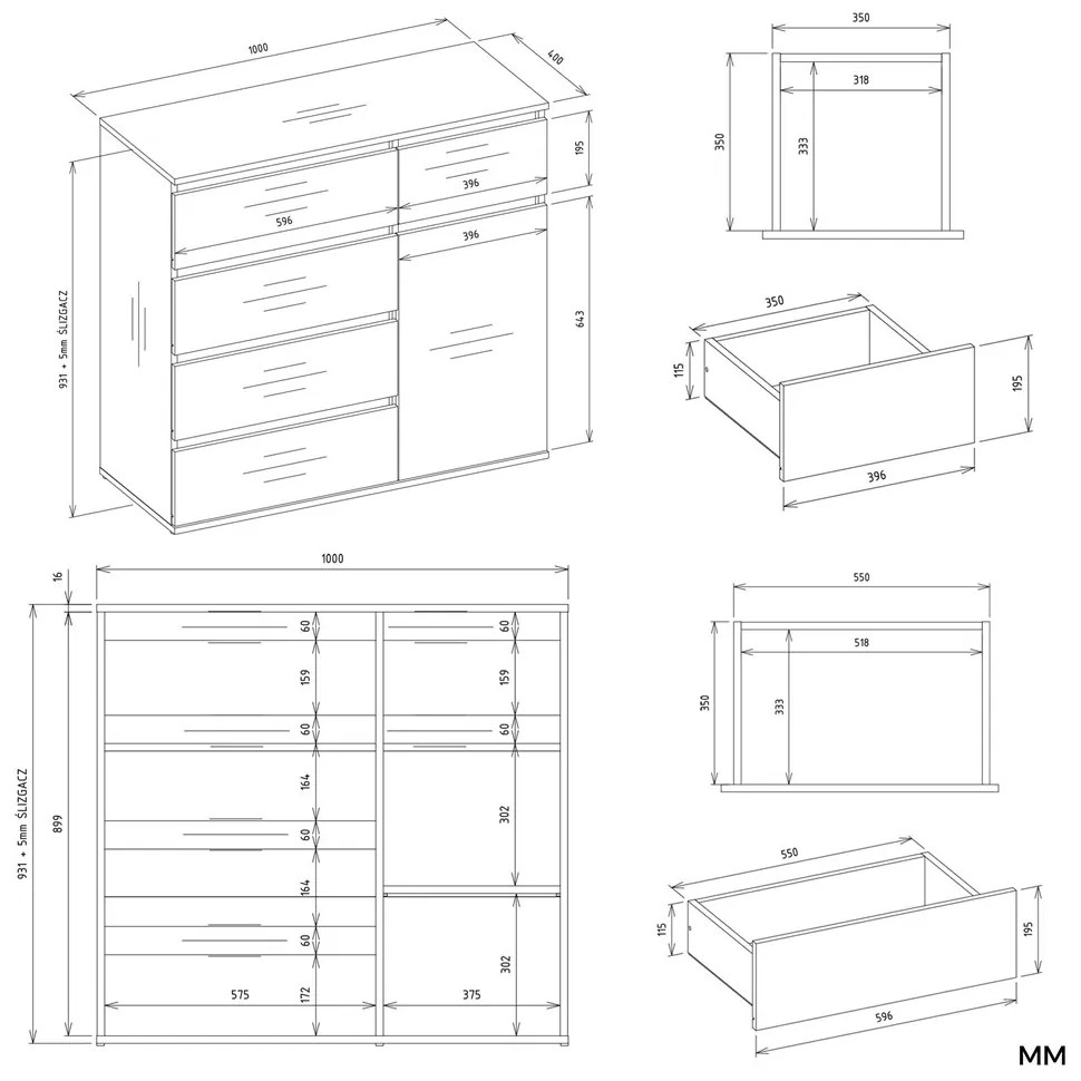 Komoda MALWA 1D5S bílá