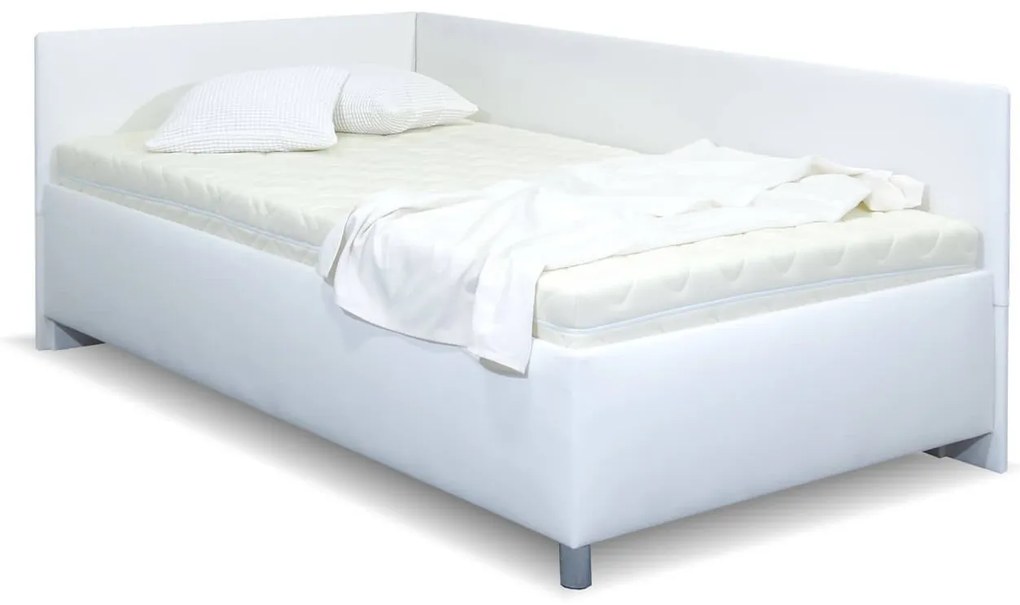 Rohová zvýšená čalouněná postel Ryana, s úložným prostorem, 120x200
