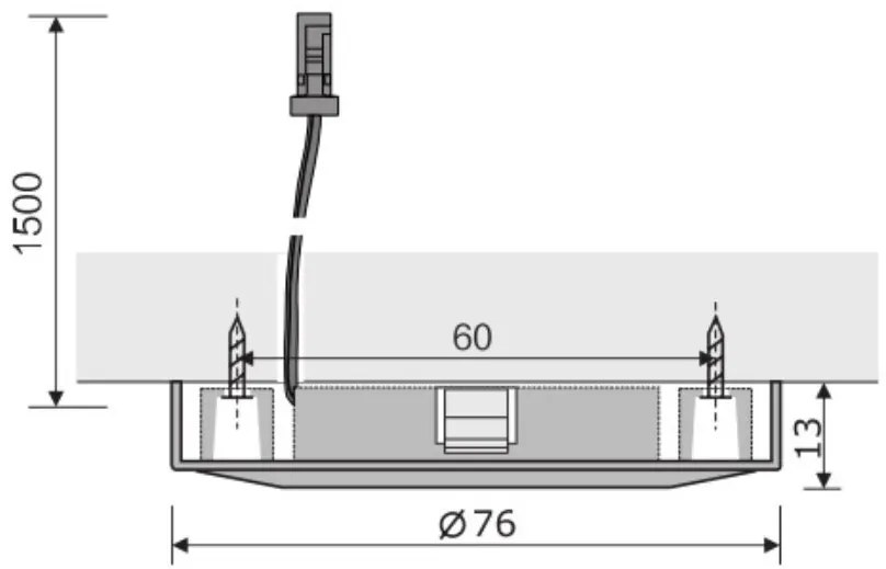 LED svítidlo LADA hliník 1,5W 100lm 76x13mm bílá studená