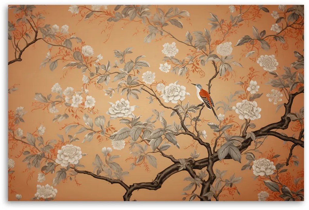 Obraz na plátně, Pták strom Chinoiserie - 60x40 cm