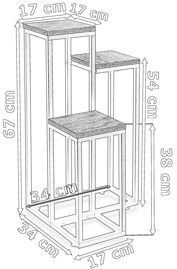 Stojan na květiny Munir bílý/dub craft