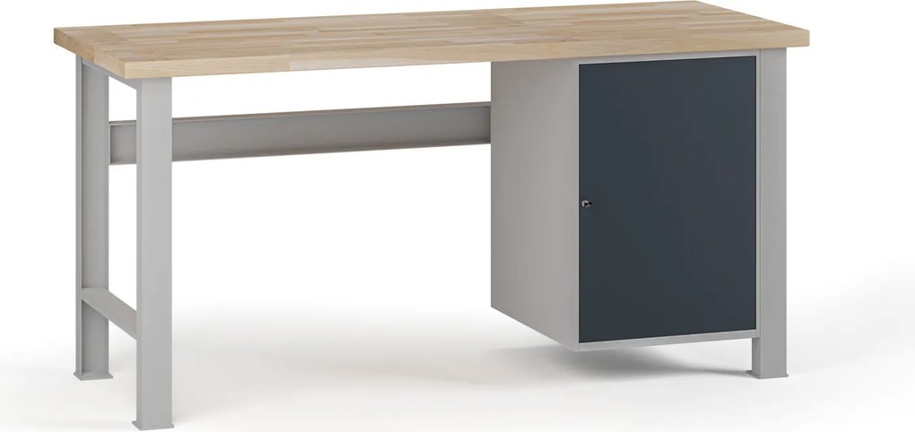Dílenský pracovní stůl G7, buková spárovka, 1700 x 685 x 840 mm, 1x skříňka, grafit