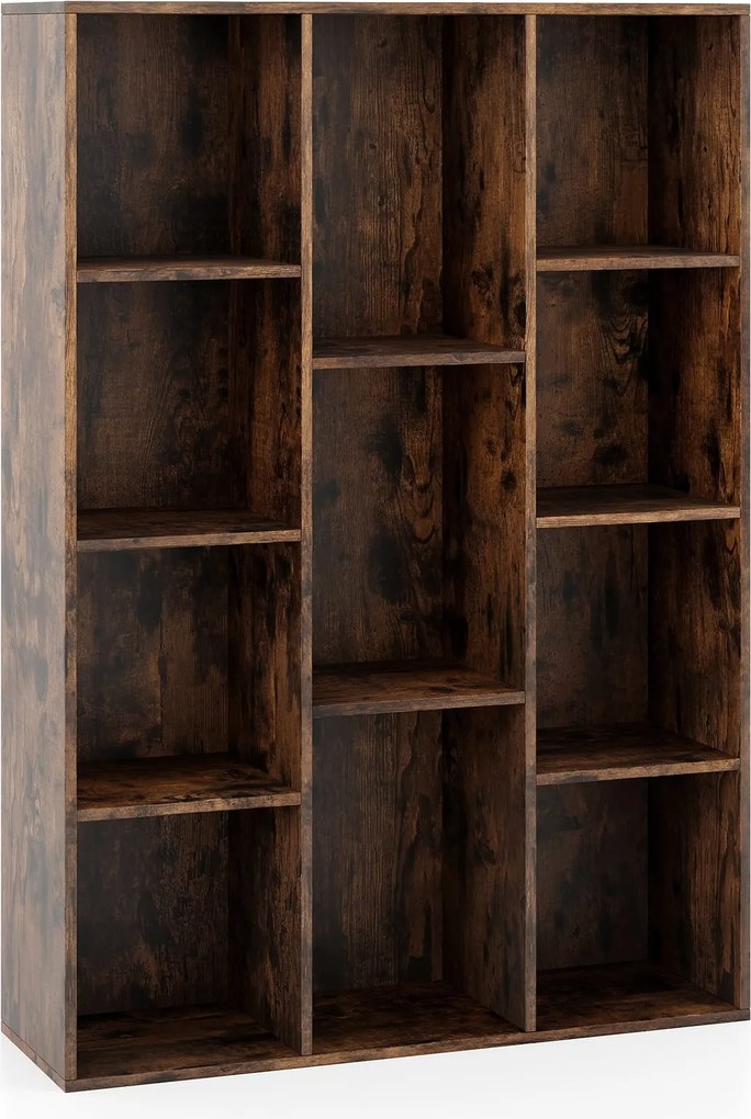 Costway Knihovna s 11 přihrádkami 74 × 24 × 106 cm, hnědá