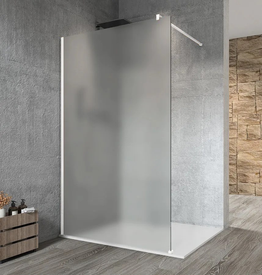 Gelco Sapho, VARIO WHITE jednodílná sprchová zástěna pro instalaci ke zdi, matné sklo, 700 mm, GX1470GX1015