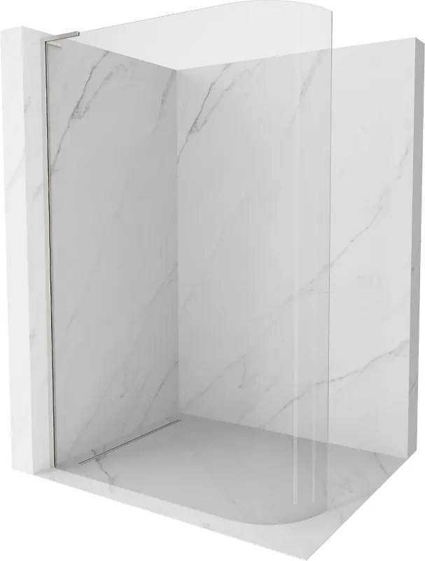Mexen Kioto L, sprchová zástěna Walk-In 80 x 200 cm, 8mm čiré sklo, broušená ocel profil, 800-080-103-97-06