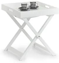 Odkládací stolek s podnosem, MDF, bílý
