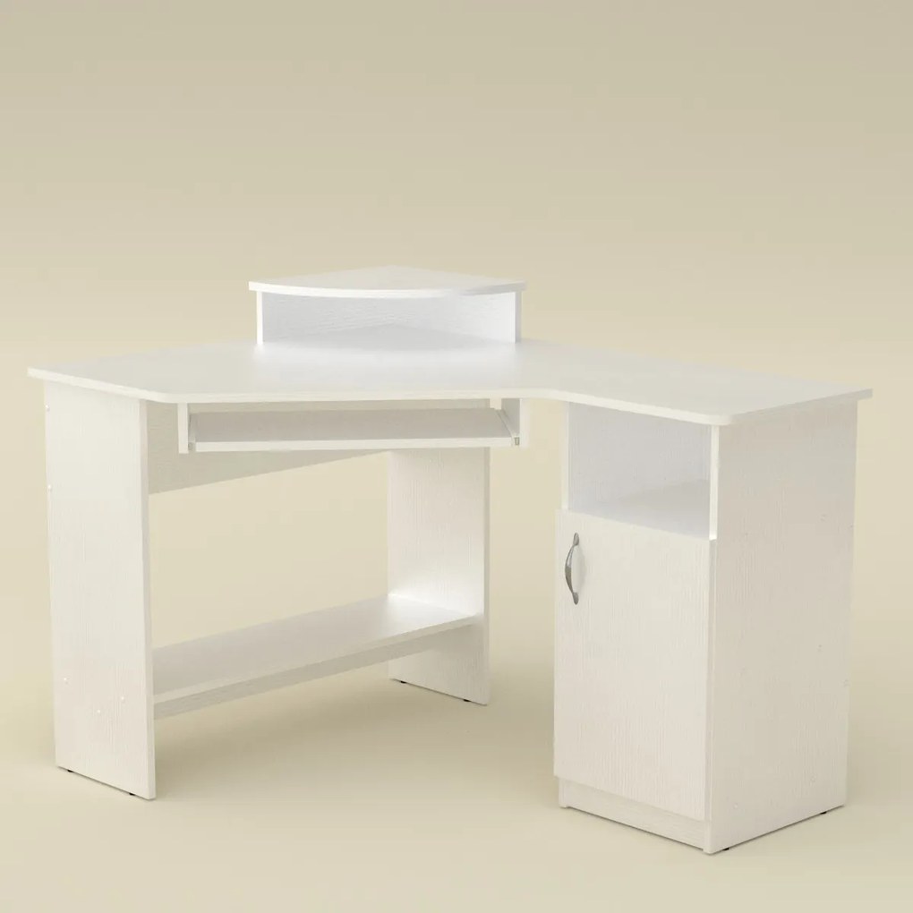 PC stůl rohový SU1  ROHOVÝ Barva: Bílá / leknín