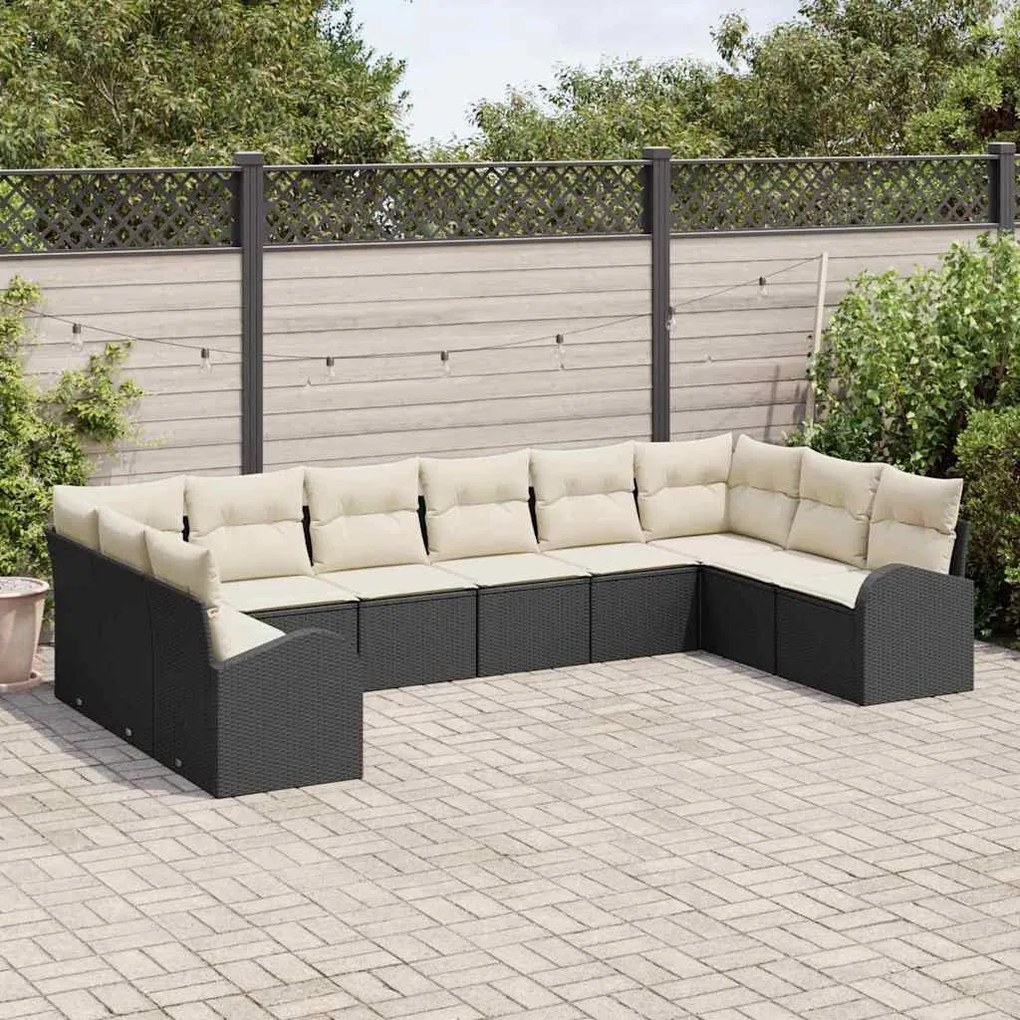 Set pohovek 10 ks Černá [Syntetický]: Polyratan 3346217