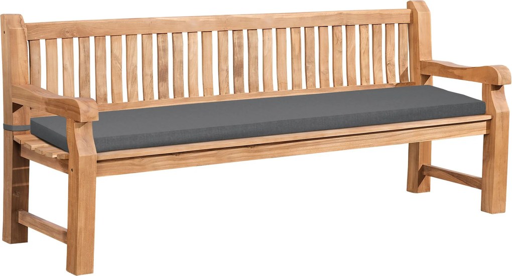Teaková lavice Jackson s sedací polštář 220 cm + teak – tmavě šedá
