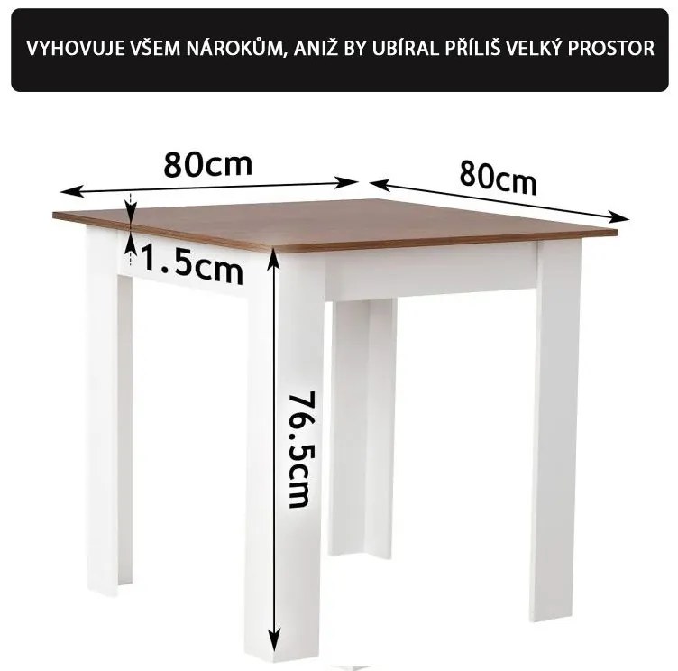 Miadomodo 88962 MIADOMODO Jídelní stůl pro 4 osoby, ořech, 80 x 80 x 76,5 cm