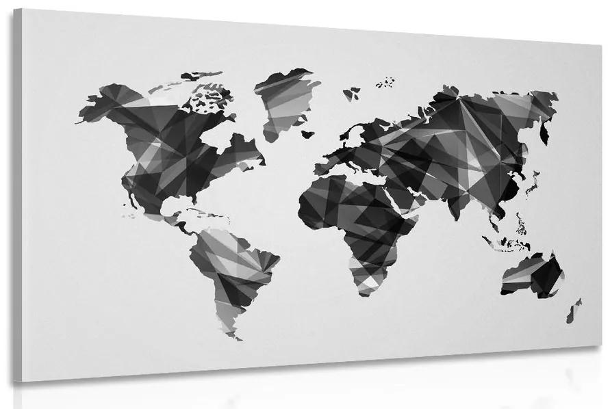 Obraz mapa světa v designu vektorové grafiky v černobílém provedení - 60x40 cm