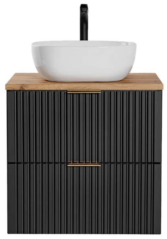Koupelnová skříňka s umyvadlem a deskou ADEL Black DU60/2 | 60 cm