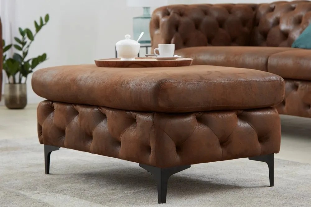 Designová taburetka Rococo antik hnědá - skladem