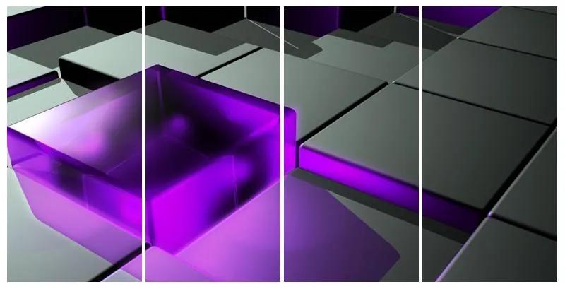 Abstraktní obraz fialové kostky (160x80 cm), 40 dalších rozměrů