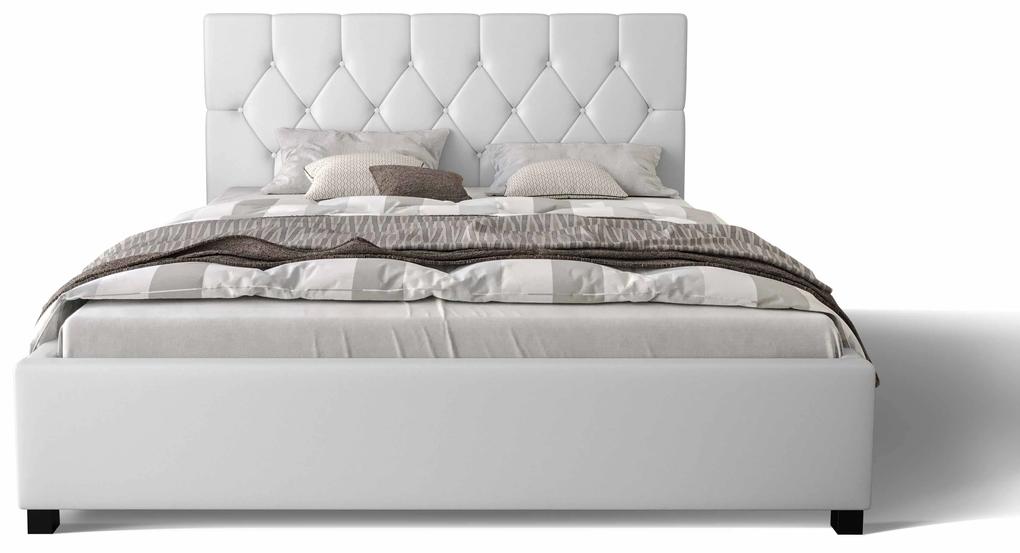 Manželská postel 160 cm Sylvie (bílá) (s roštem a úložným prostorem). 1047159