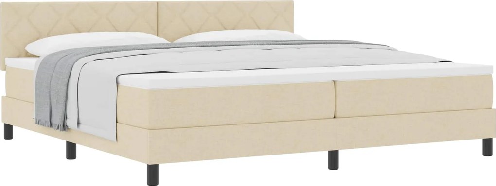 Postel s boxspringem s čelo Krémová 200 x 200 cm textil 3338795