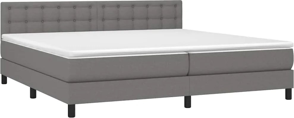 Box spring postel s matrací a LED tmavě šedá 200x200 cm textil 3133502