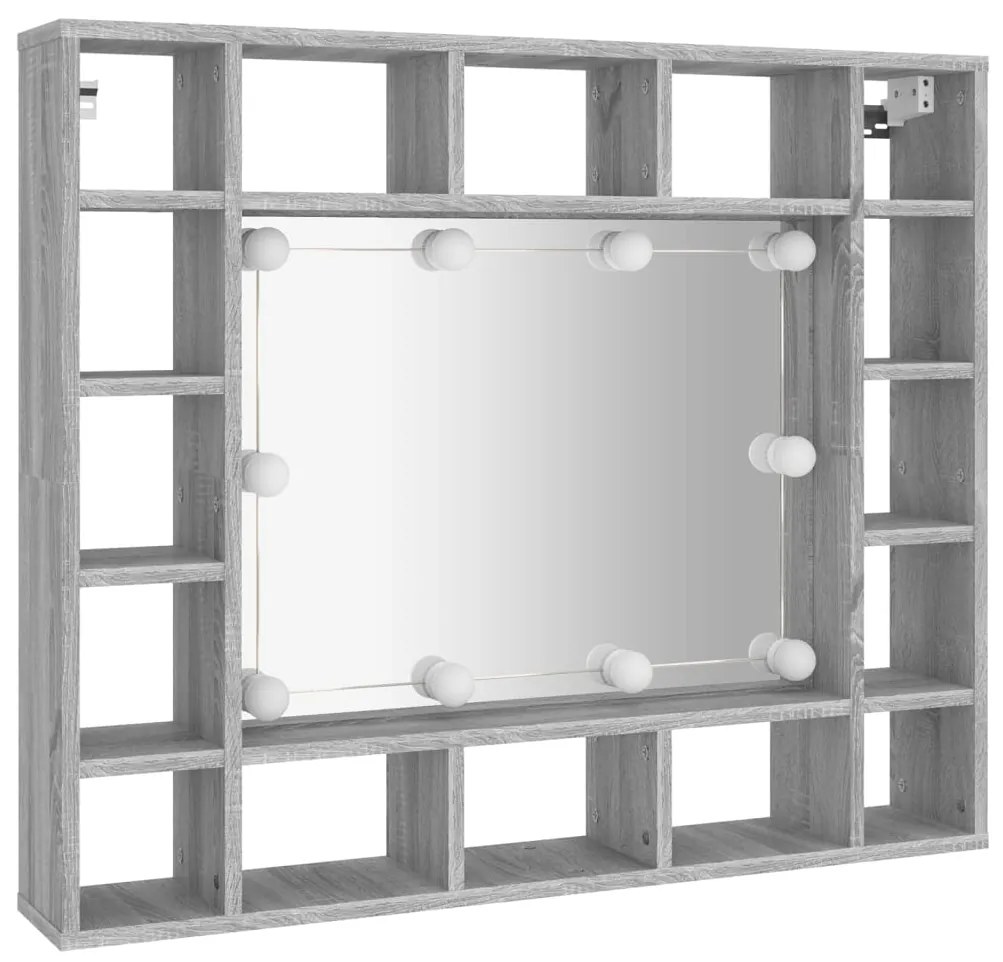 Zrcadlová skříňka s LED šedá sonoma 91 x 15 x 76,5 cm - Default Title