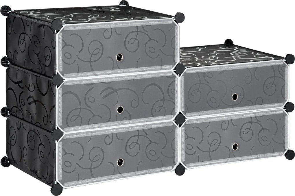 HOMCOM Plastový regál na obuv pro 6 párů bot, botník do předsíně, DIY modulární regál pro uložení bot, černý 49 x 36,5 x 108 cm | Aosom
