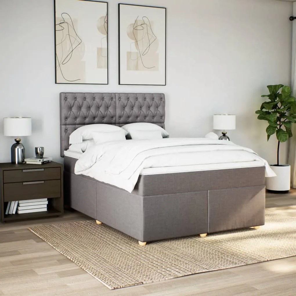 Box spring postel s matrací taupe 140x200 cm textil 3293614