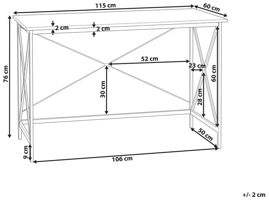 Psací stůl 115 x 60 cm tmavé dřevo/černý FUTON Beliani