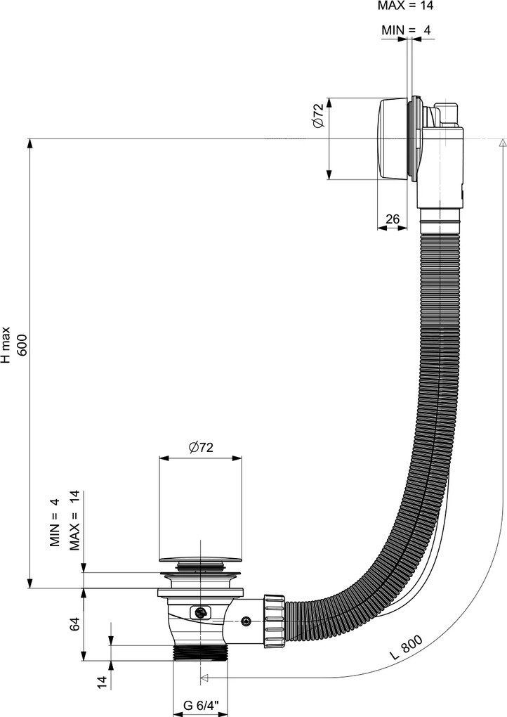 Polysan MARBLE vanová souprava bovden délka 800 mm chrom 11042