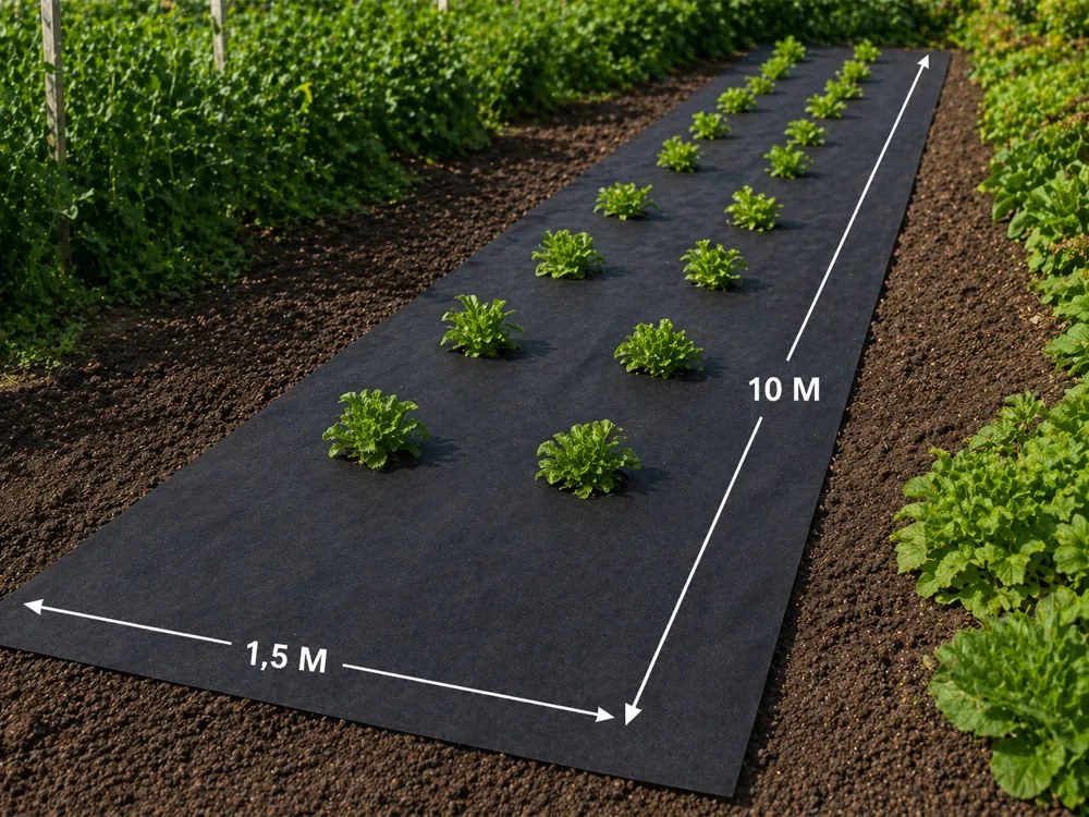 DIVODV Hustá agrovlákna 50 g, 1,5 m × 10 m, černá protiplevelová mulčovací rohož