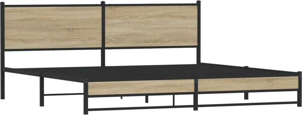 Kovový rám postele bez matrace dub sonoma 200 x 200 cm 3301398