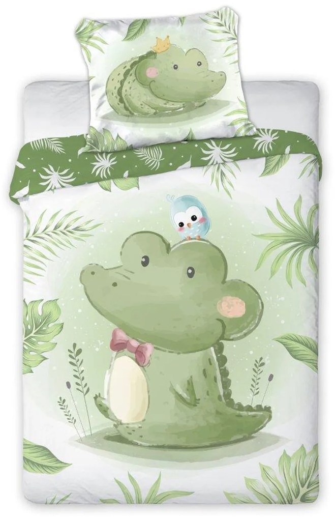 DĚTSKÉ BAVLNĚNÉ POVLEČENÍ CROC 100X135 CM, 1KS 40X60 CM VZOROVANÉ