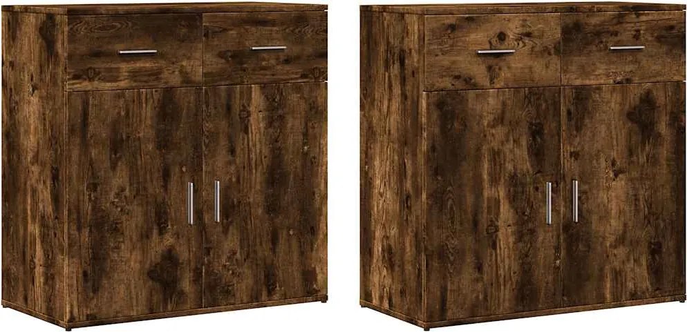 Příborníky 2 ks kouřový dub 79 x 38 x 80 cm kompozitní dřevo 3276620