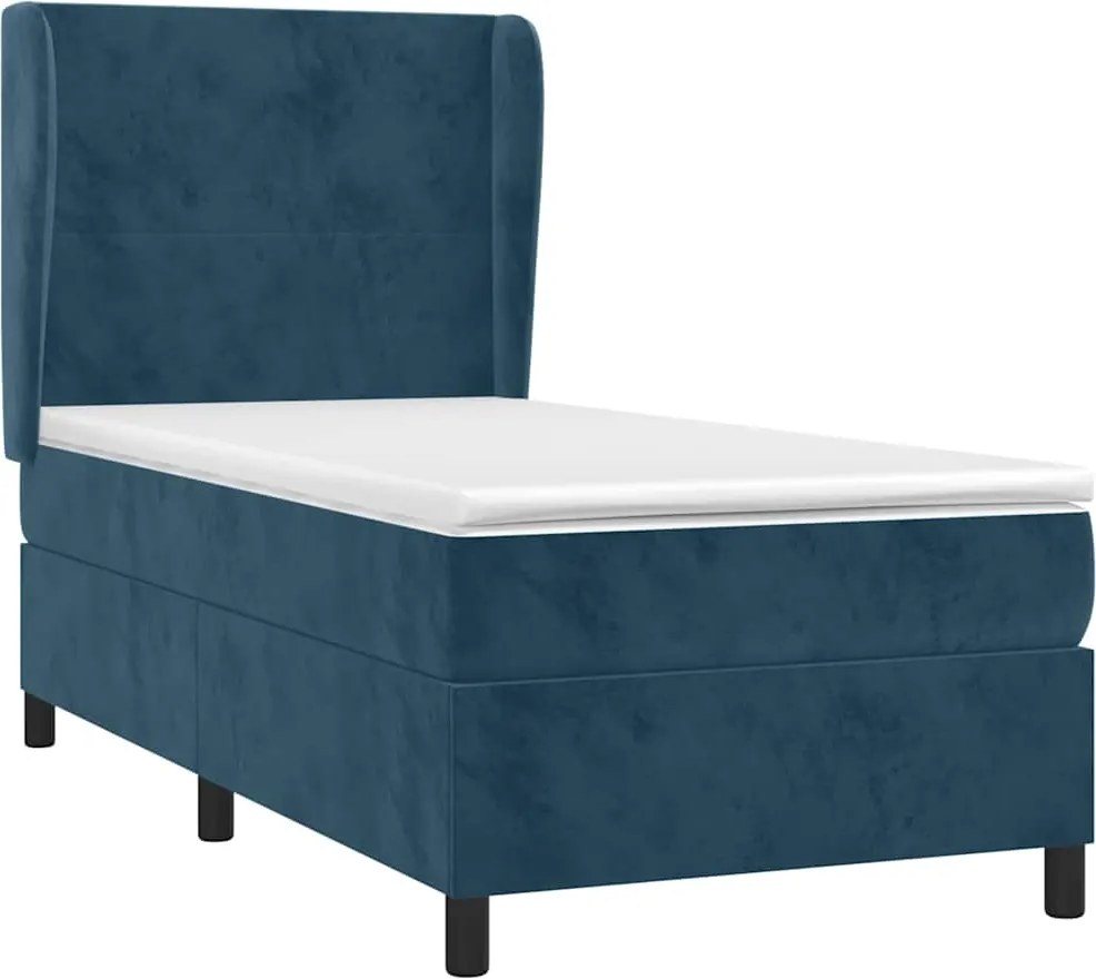 Box spring postel s matrací tmavě modrá 100x200 cm samet 3129079