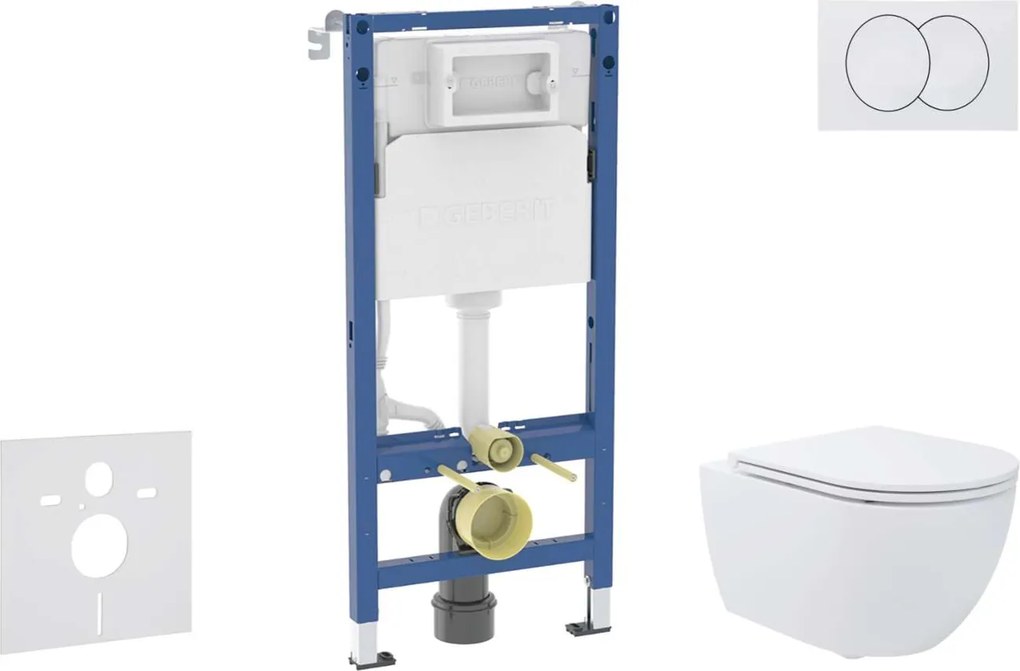 SANITINO - Set předstěnové instalace, klozetu Oudee a Slim sedátka softclose, tlačítko Delta, bílá SANI11CA31162