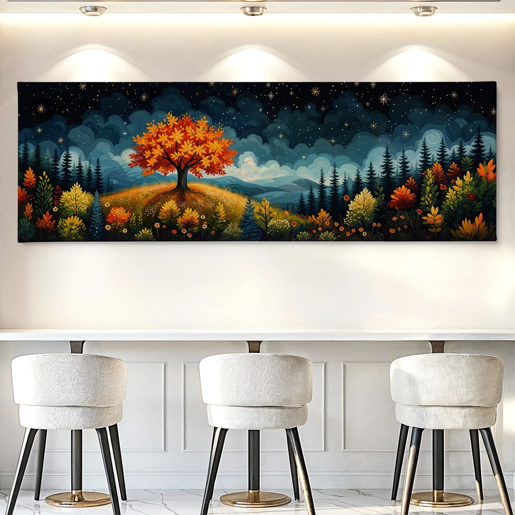 Obraz na plátně - Strom života Energie lesa FeelHappy.cz Velikost obrazu (šířka x výška): 150 x 50 cm