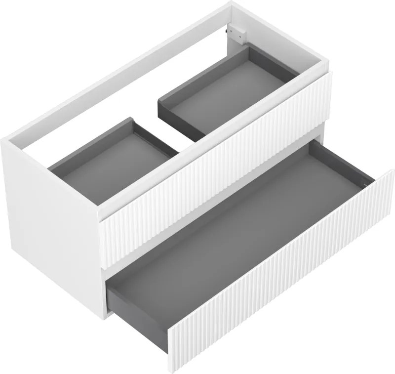 Mexen Rivel, koupelnová skříňka 100 cm, 2 zásuvky, drážkovaná, bílá matná, 91A20-10047-2-BFF01