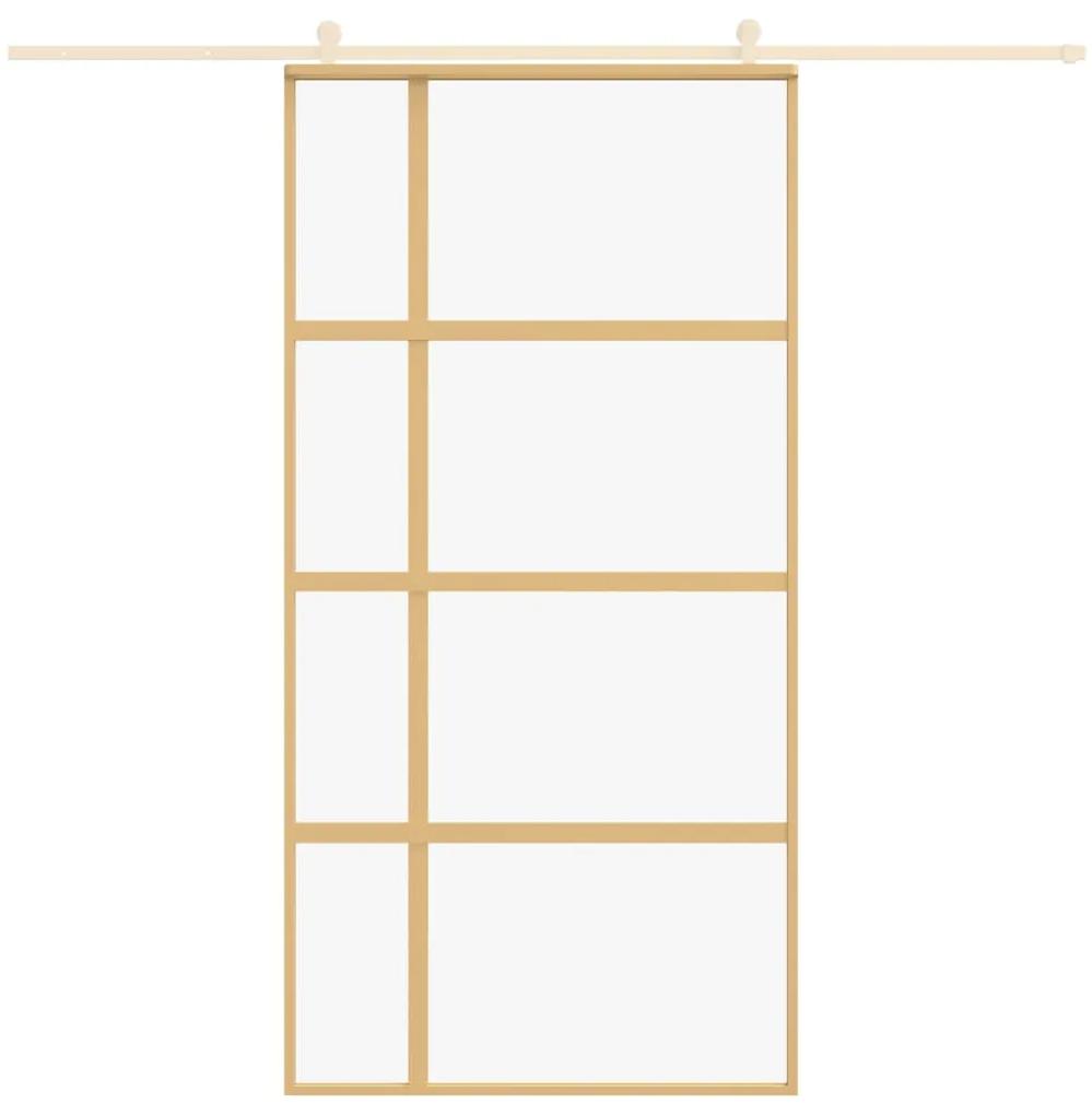 Posuvné dveře zlaté 102,5 x 205 cm čiré ESG sklo a hliník - Default Title
