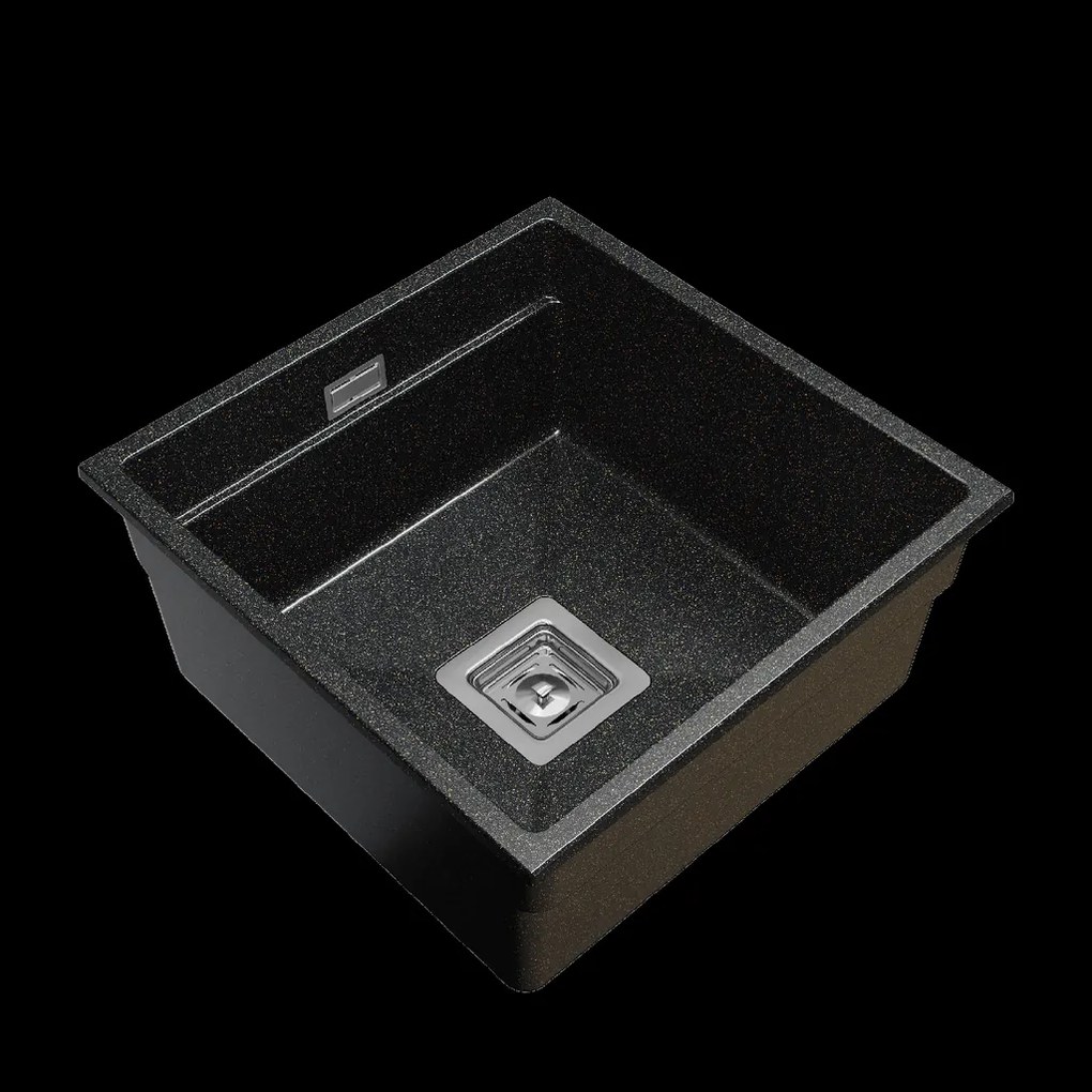 Gamma Decor 4445, 1-komorový granitový dřez 440x450x215 mm, černá se zlatými body, GMA-ZLE000127