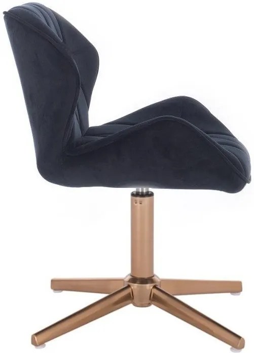 LuxuryForm DESIGN Otočná židle MILANO VELUR na zlatém kříži - černá